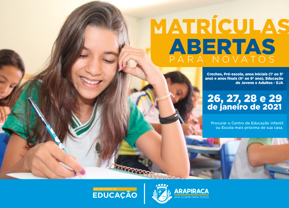 Matrículas Para Alunos Novatos Da Rede Municipal De Arapiraca Começam